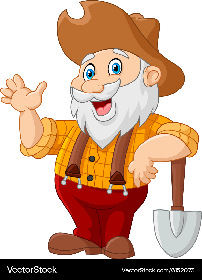 Gold miner waving hand isolated on white Vector Image