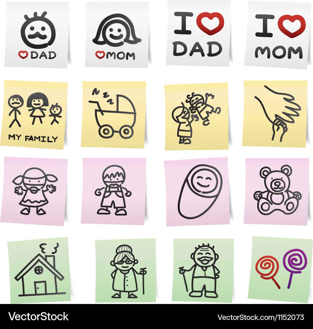 Hand draw cartoon on paper note stickers eps10 Vector Image