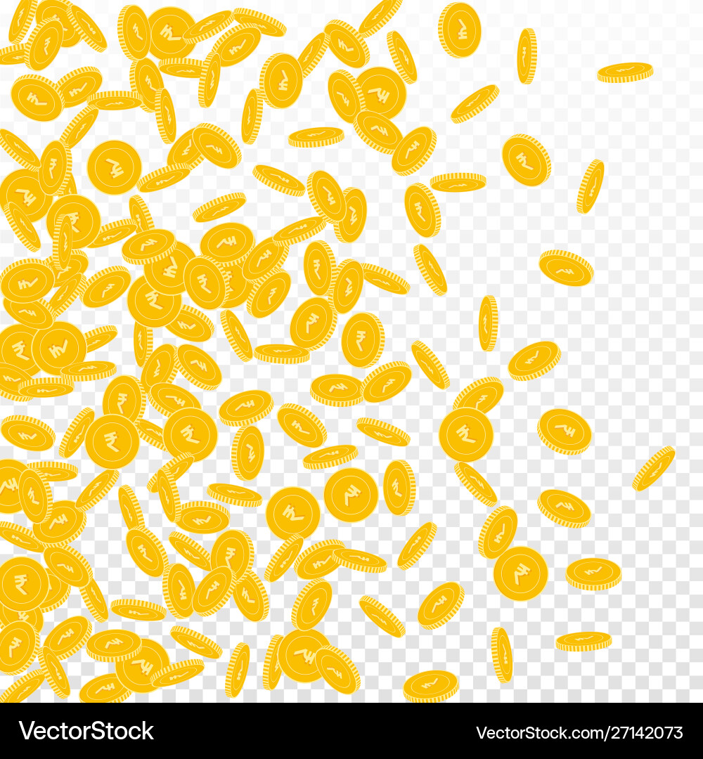 Indian rupee coins falling scattered small inr co Vector Image