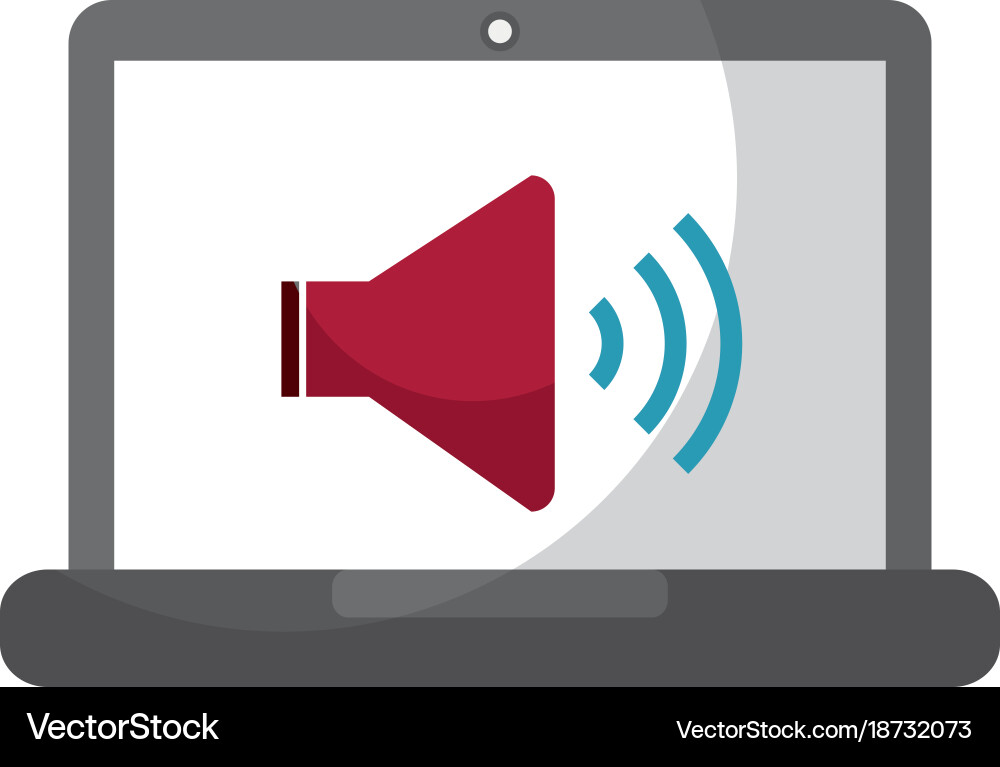 Laptop with speaker sound on screen volume design Vector Image