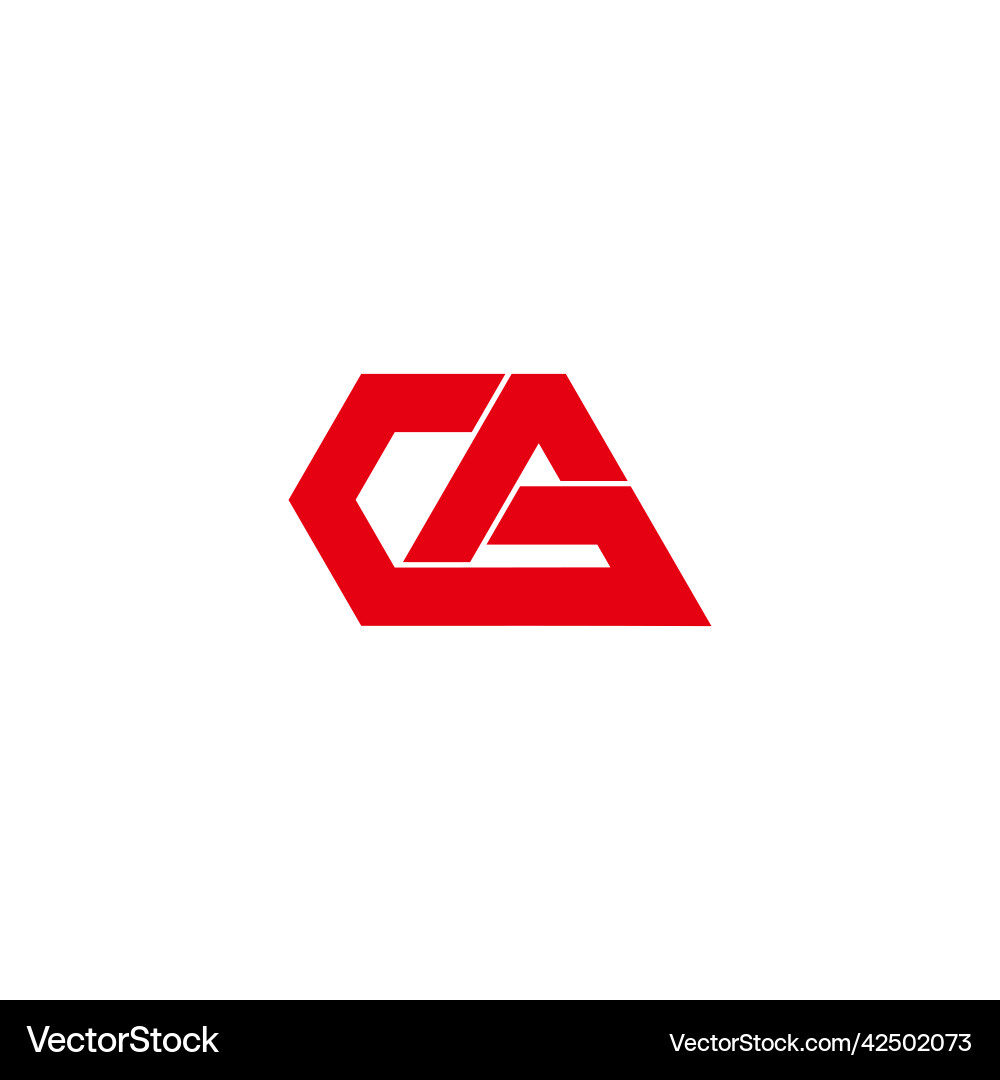 Letter cg red polygonal geometric line logo Vector Image