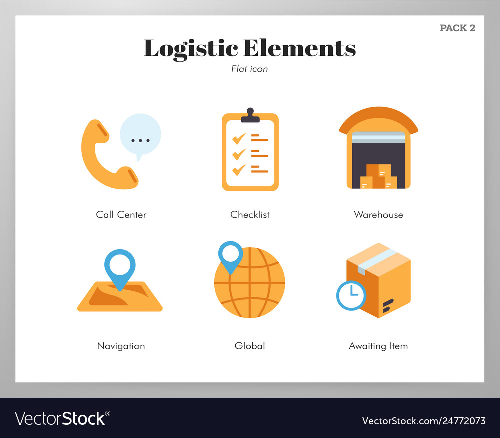 Logistic elements flat pack Royalty Free Vector Image