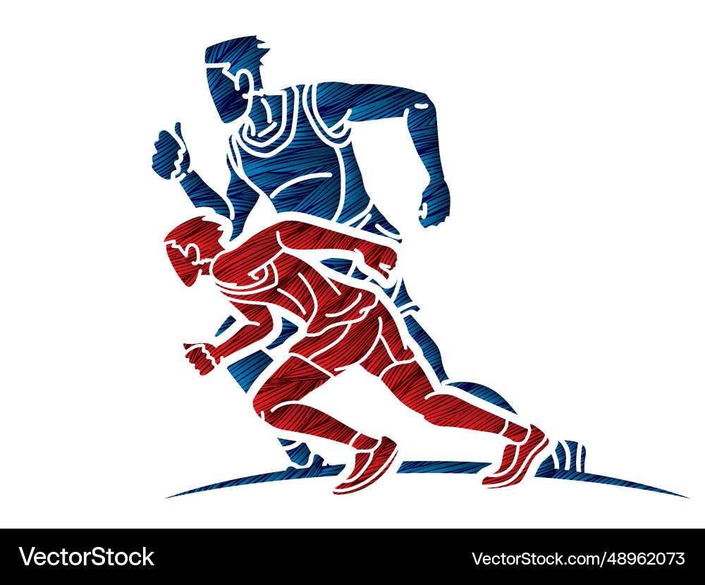 Men runner mix action marathon running sport Vector Image