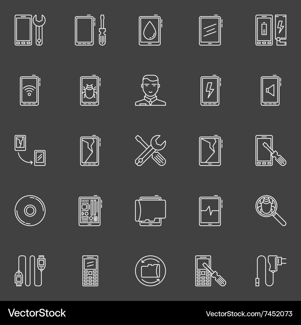 Smart phone repair icons Royalty Free Vector Image