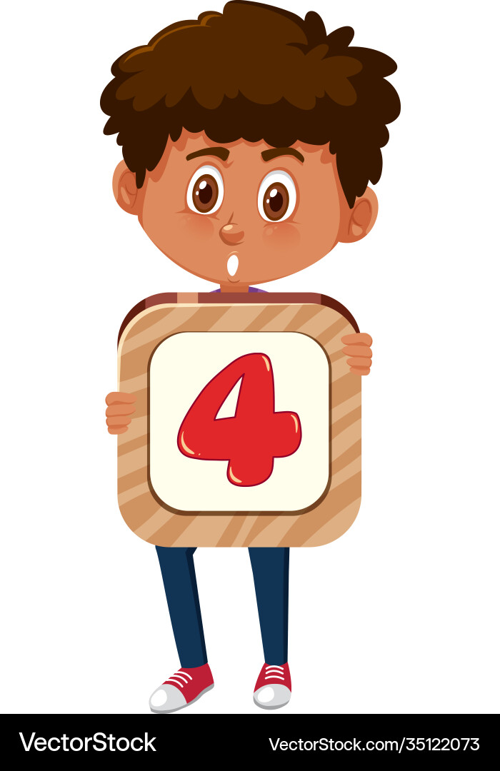 Student boy holding number cartoon character Vector Image