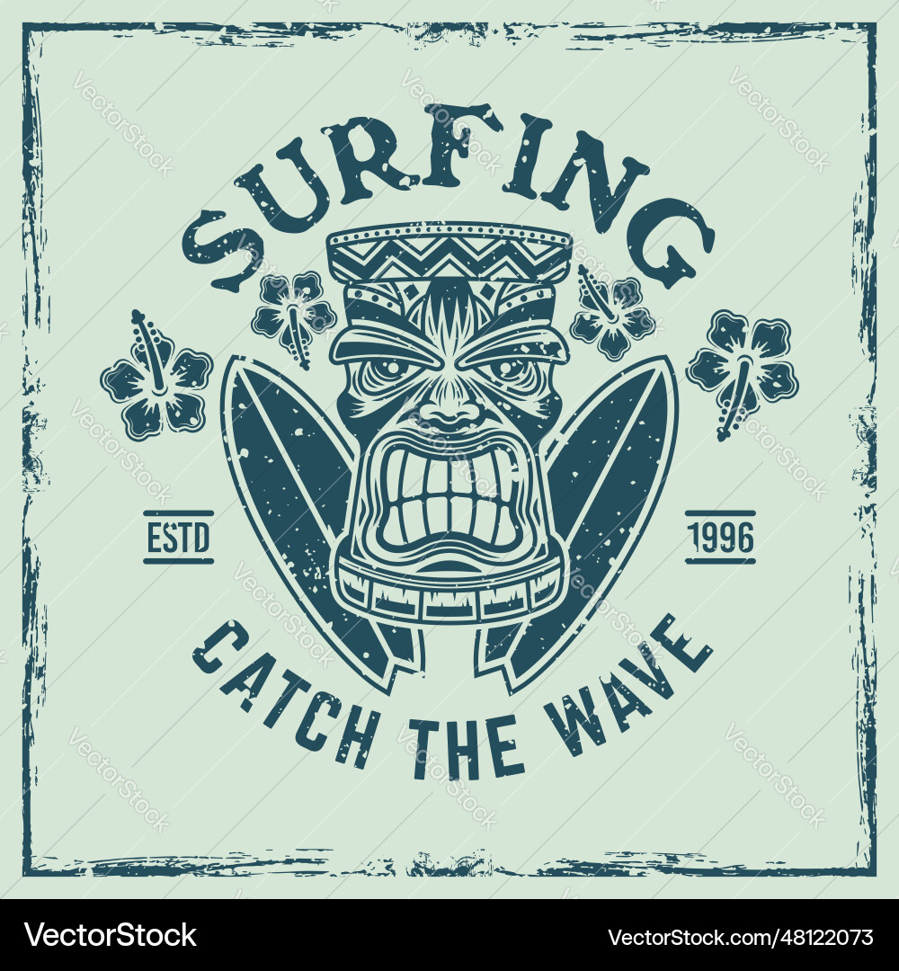Surfing emblem badge label sticker or Royalty Free Vector