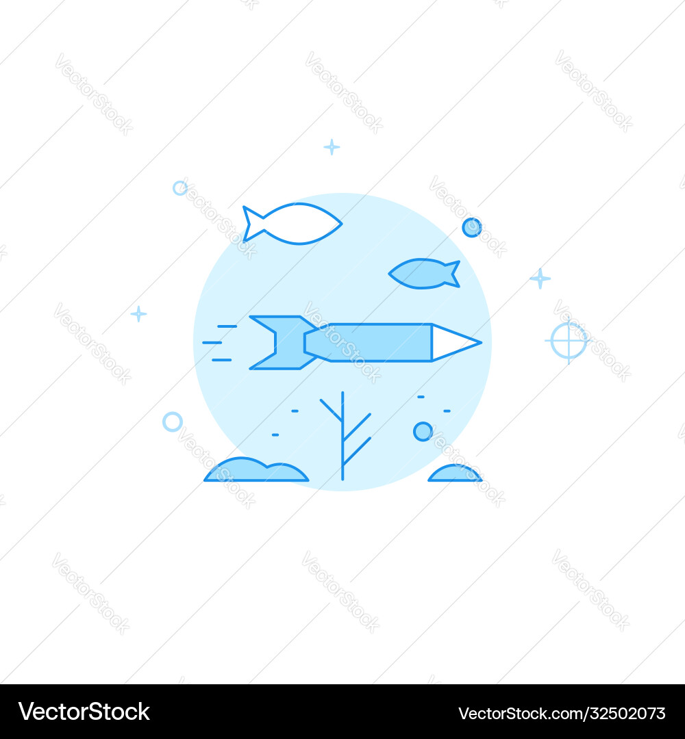 Torpedo under water flat icon filled line style Vector Image