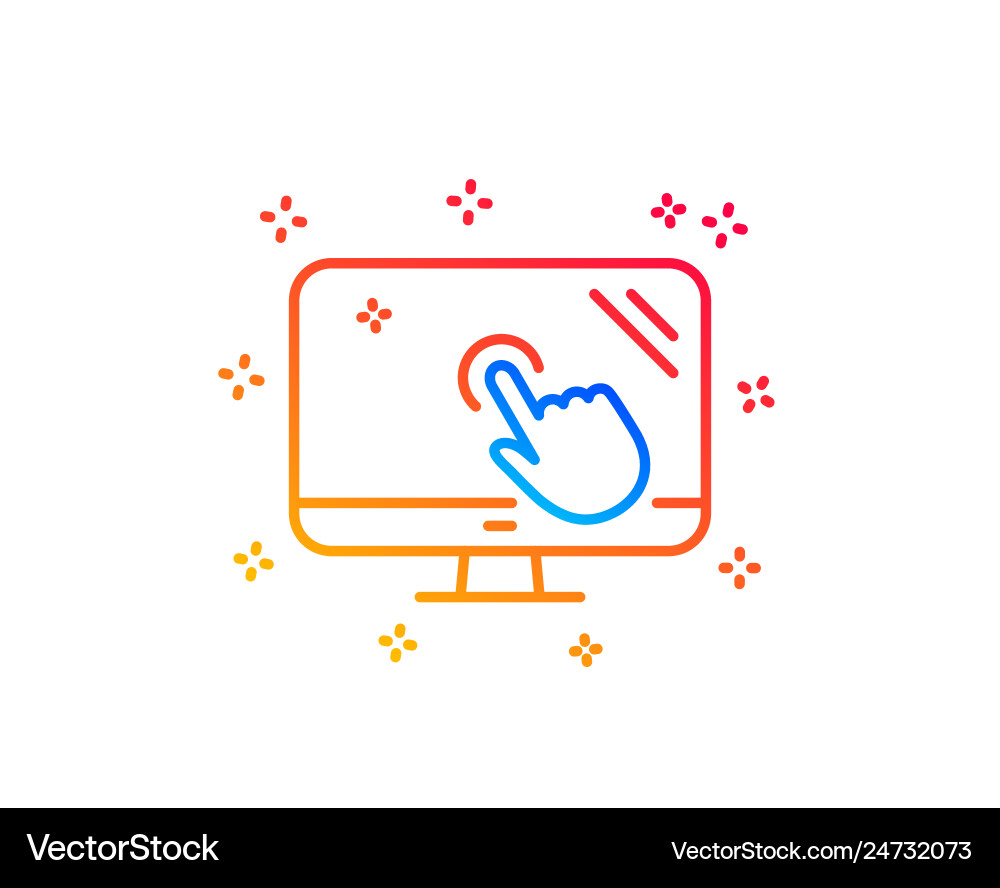 Touch screen line icon online quiz test sign Vector Image