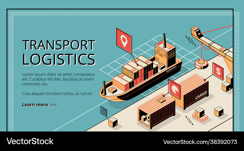 Transport logistics ship port delivery service Vector Image