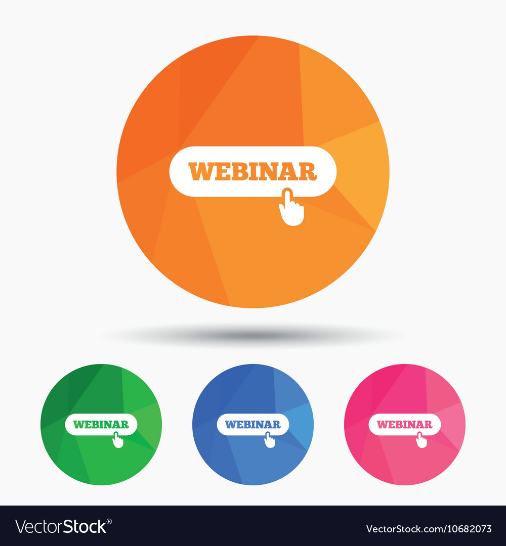 Webinar with hand pointer sign icon web study Vector Image