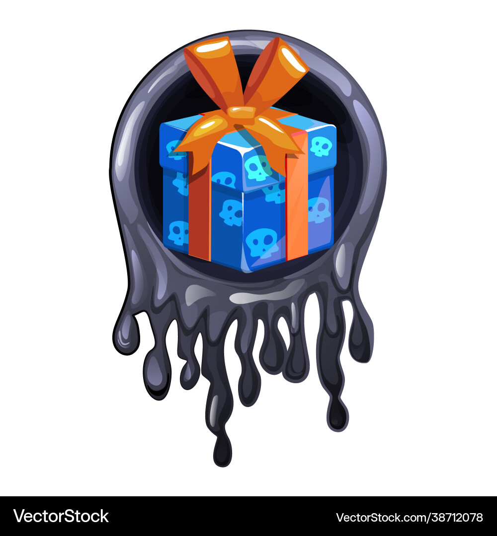 Black slime frame and gift icon for halloween Vector Image