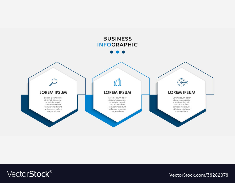 Business infographics presentation with 3 steps Vector Image