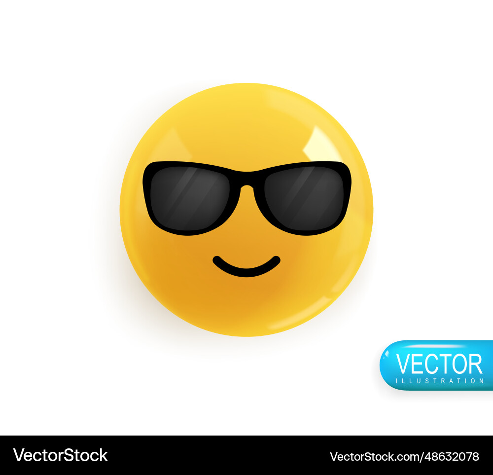 Emotion realistic 3d render icon smile emoji Vector Image