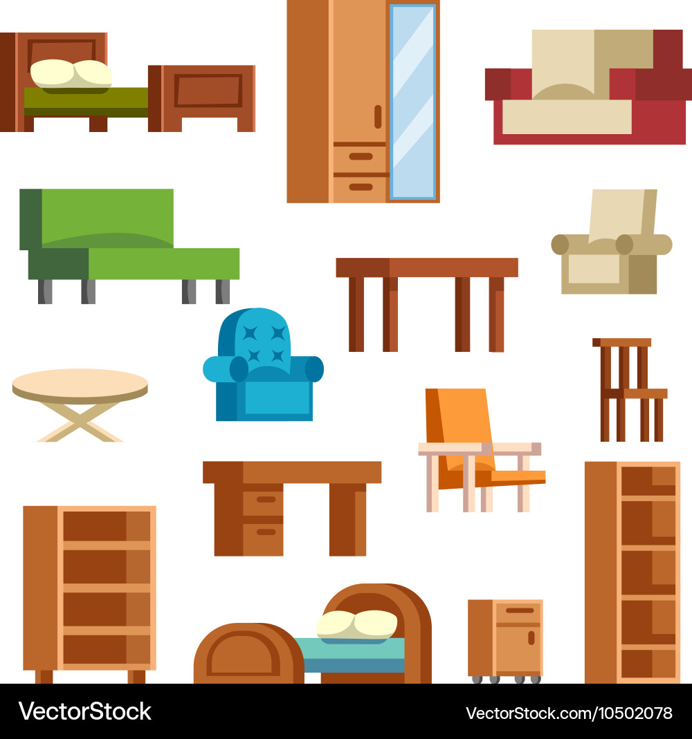 Furniture icons isolated Royalty Free Vector Image