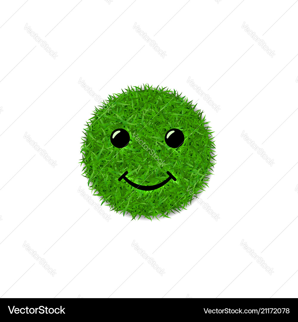 Green grass circle field 3d face smile smiley Vector Image