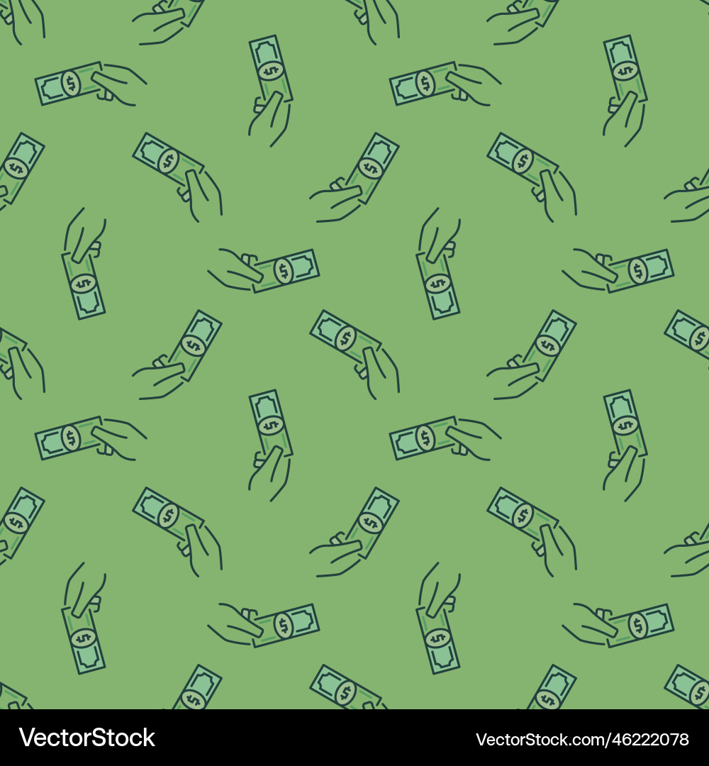 Hand with money corruption colored seamless Vector Image