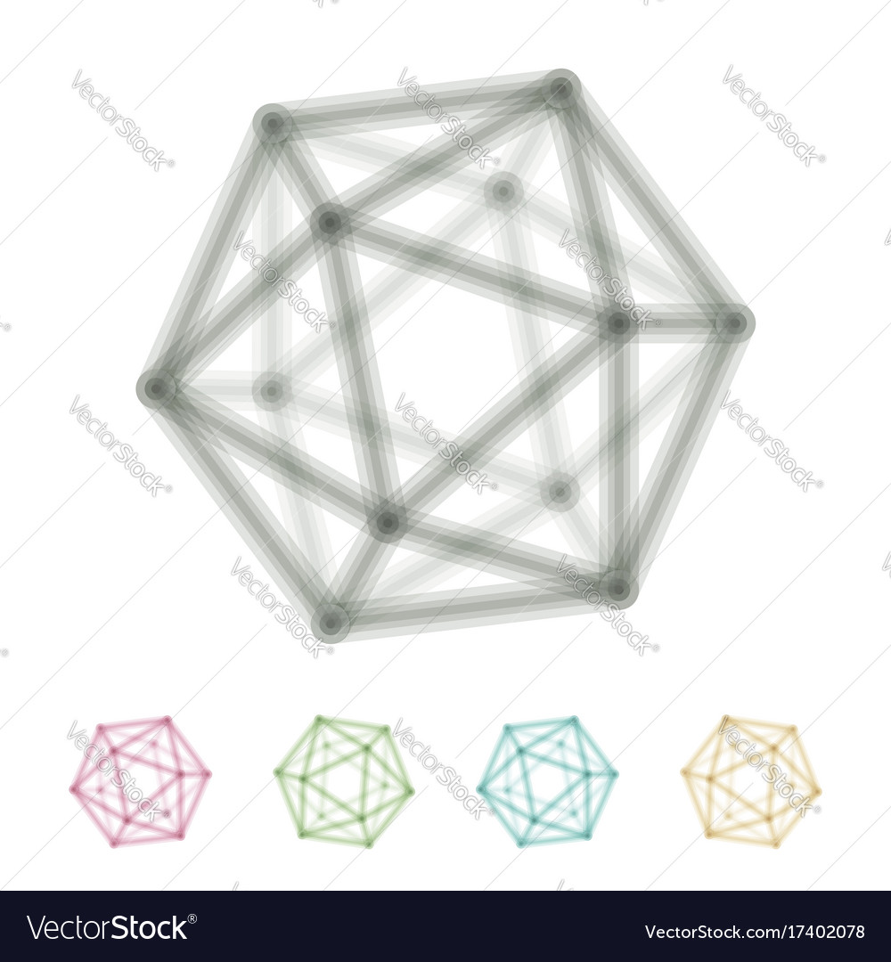 Icosahedron transparent wireframe Royalty Free Vector Image