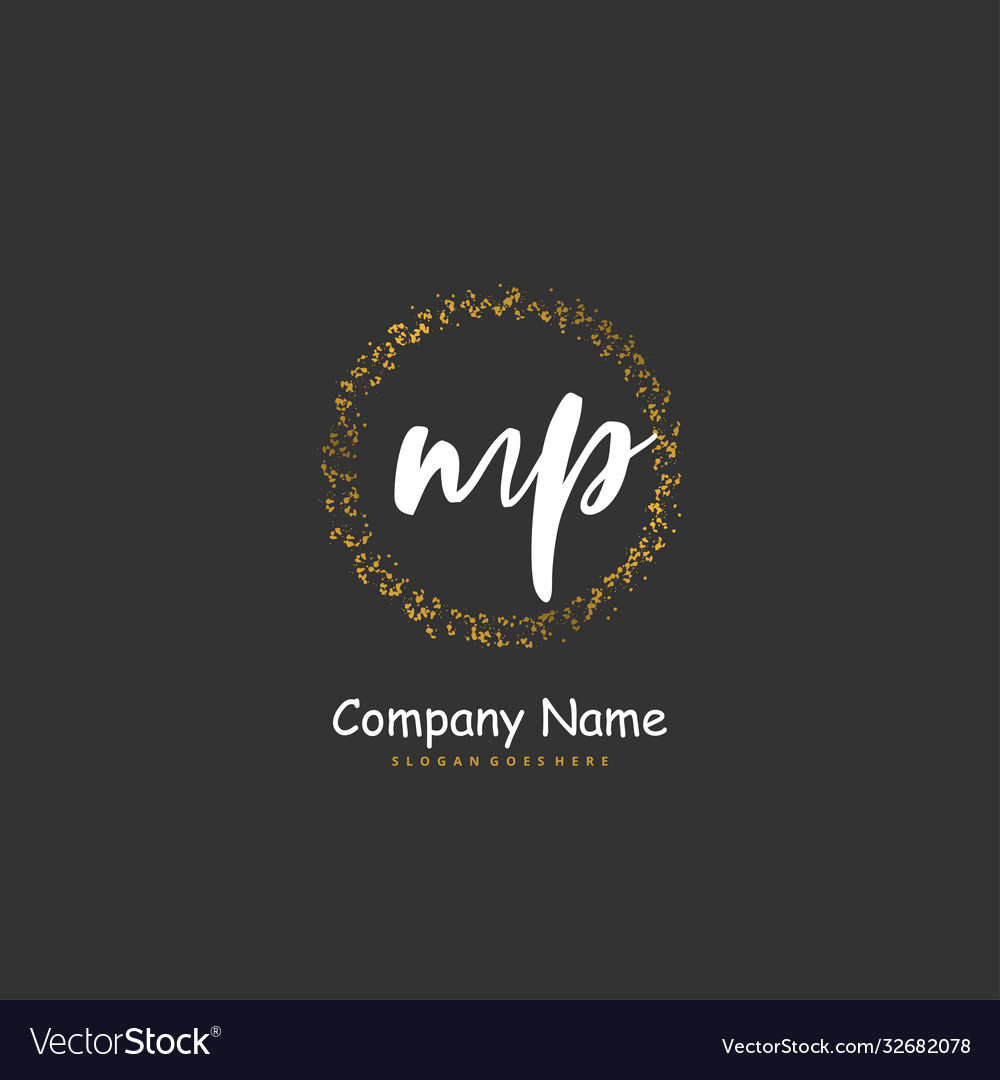 M p mp initial handwriting and signature logo Vector Image