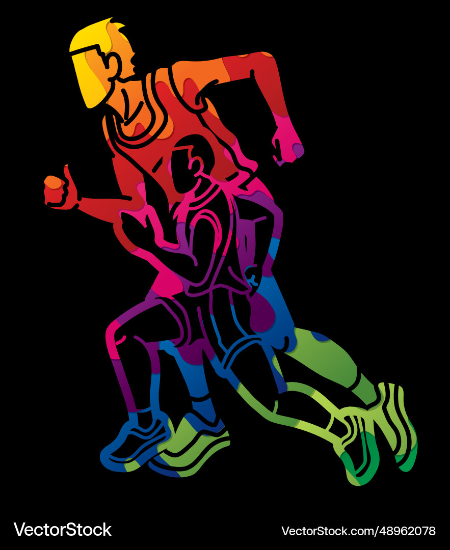Men runner mix action marathon running sport Vector Image