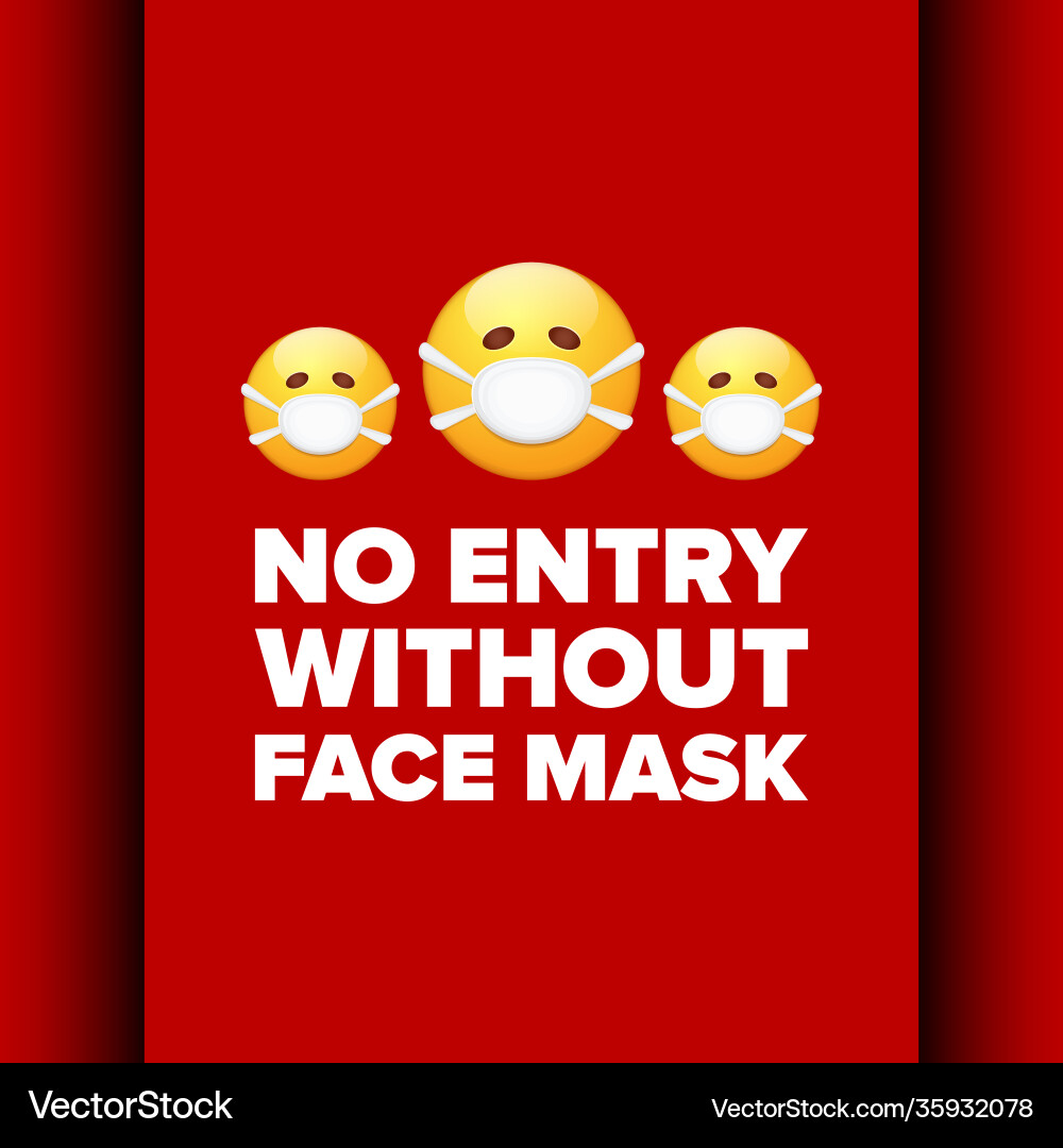 No entry without face mask icon sticker or poster Vector Image