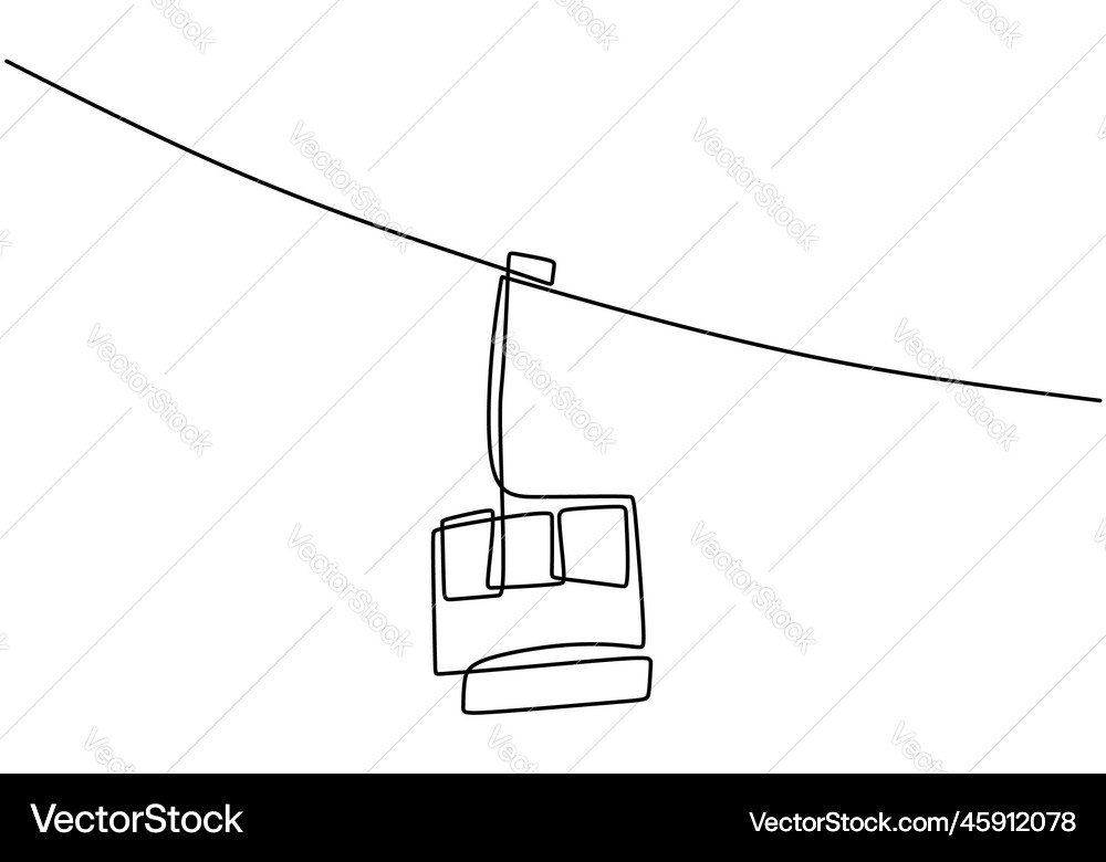 One continuous line drawing of cable car Vector Image