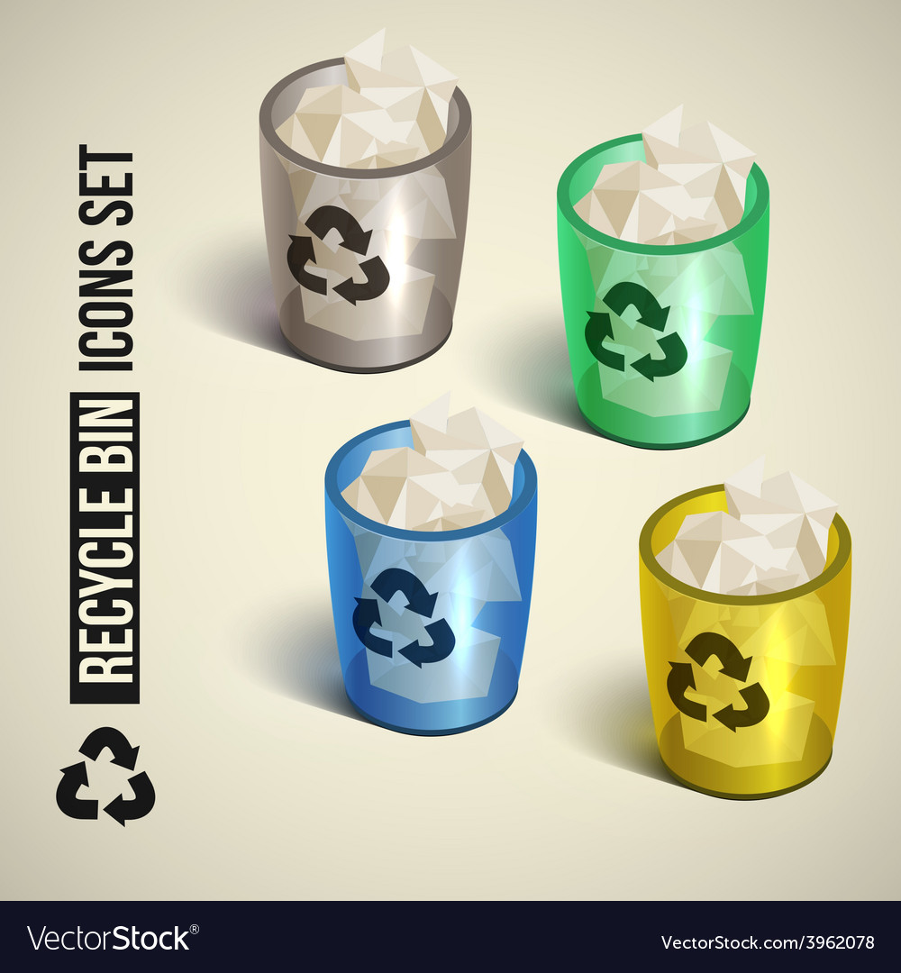 Realistic recycle bin icons set Royalty Free Vector Image