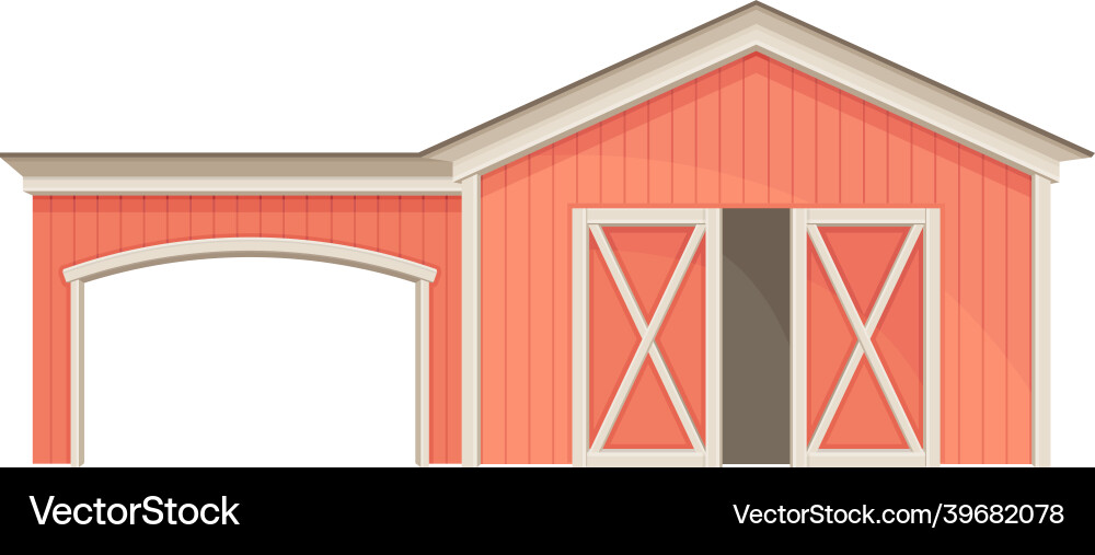 Red barn agricultural farm building flat Vector Image