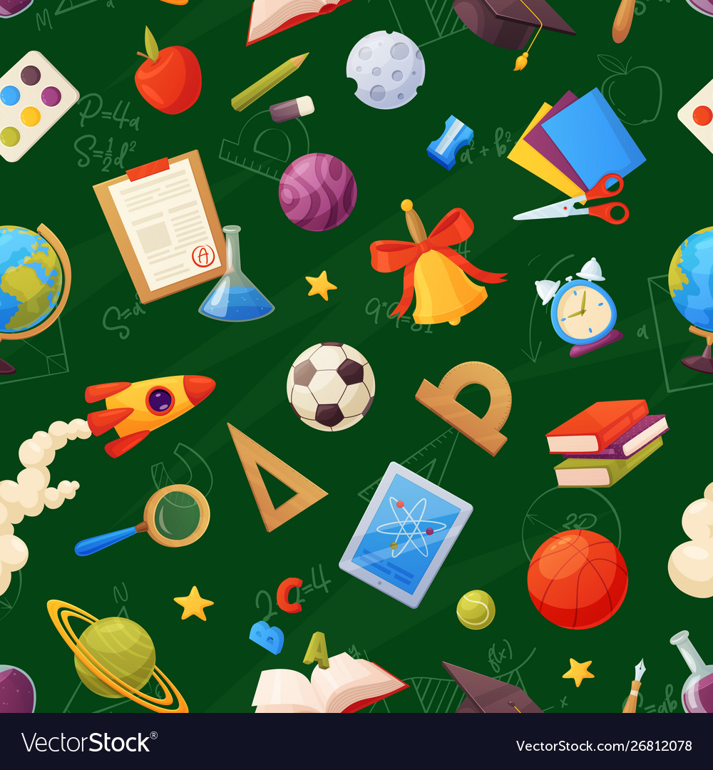 Seamless school pattern on backboard include Vector Image