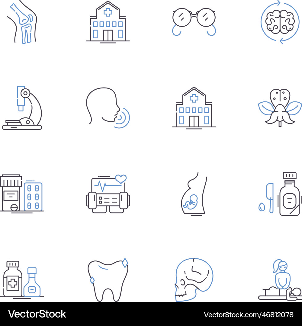 Surgical intervention line icons collection Vector Image