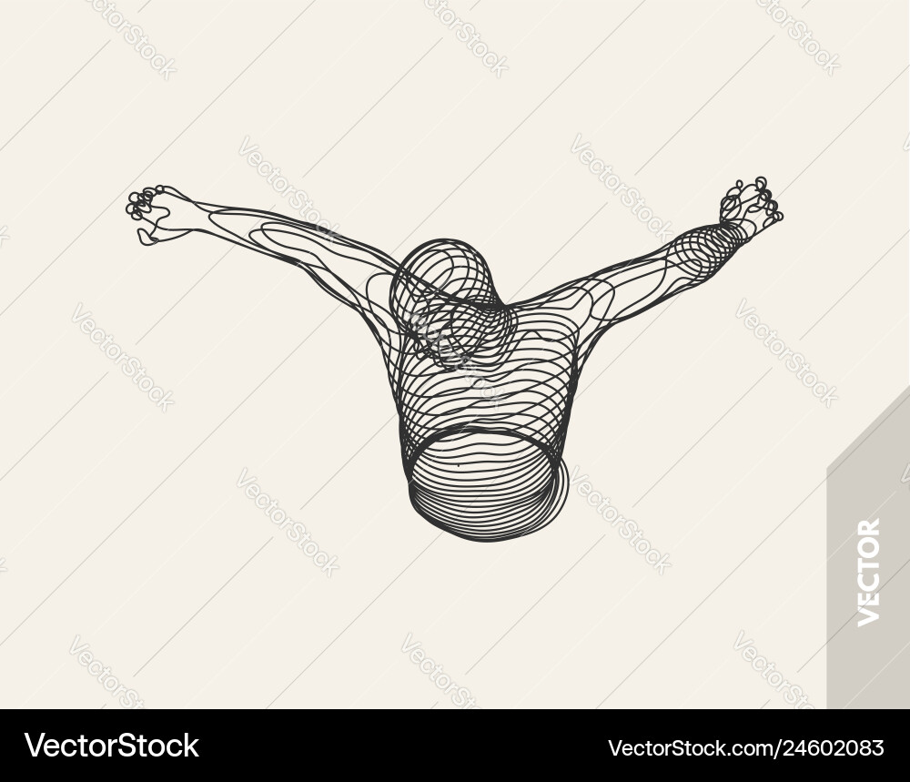 3d model of man wire connection to virtual Vector Image