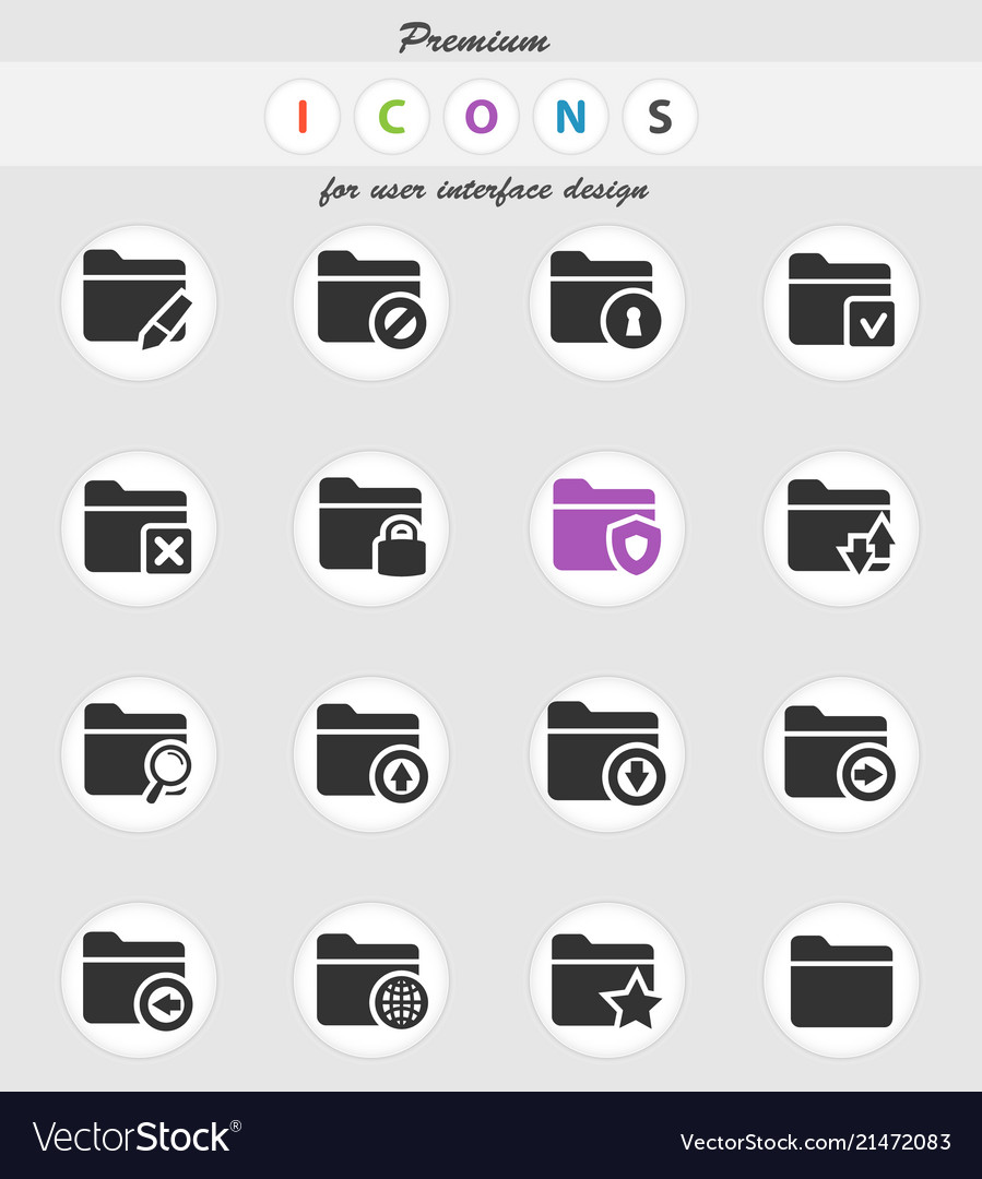 Folder icon set Royalty Free Vector Image - VectorStock