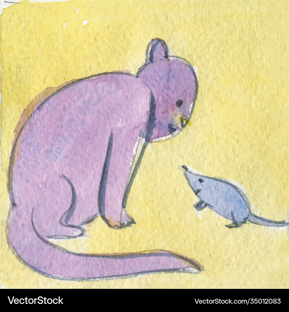 Friendship cat and mouse meeting Royalty Free Vector Image
