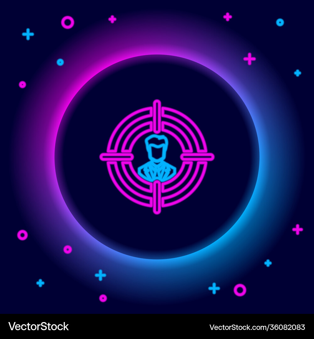Glowing neon line head hunting icon isolated Vector Image