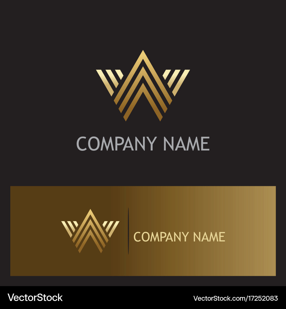 Gold letter w line logo Royalty Free Vector Image