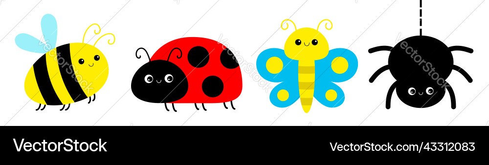 Ladybug ladybird spider bee bumblebee butterfly Vector Image