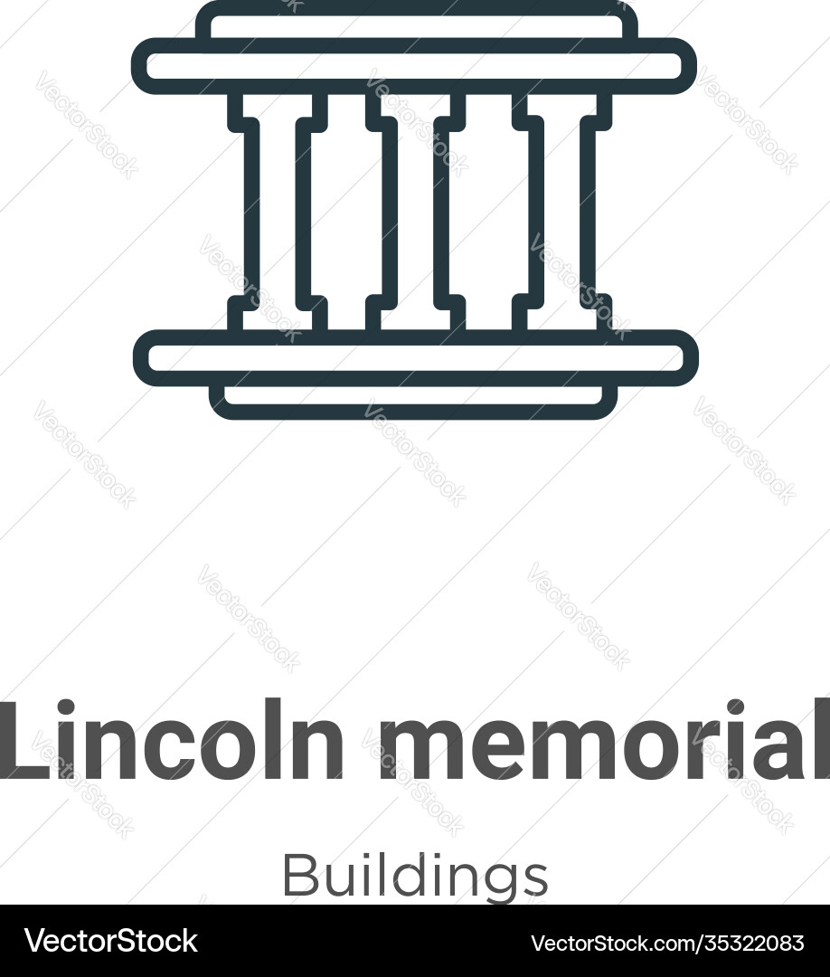 Lincoln memorial outline icon thin line black Vector Image