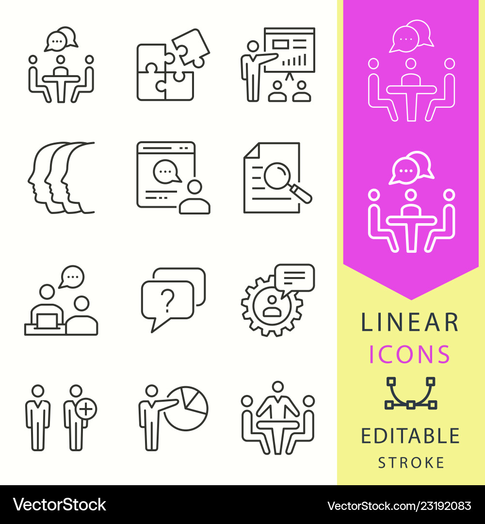 Management consulting line icons set black Vector Image