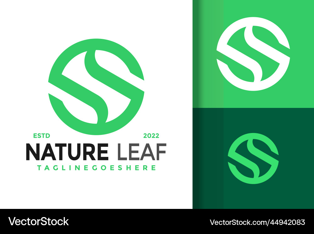 S letter nature leaf logo design Royalty Free Vector Image