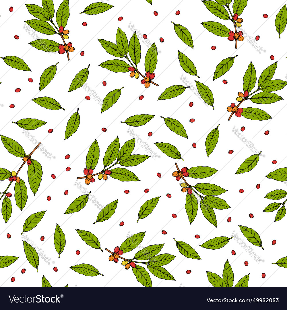 Seamless pattern with coffee branches Royalty Free Vector