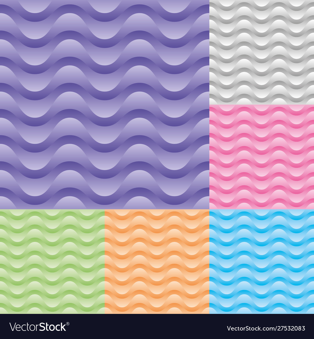 Set wavy stream seamless pattern Royalty Free Vector Image