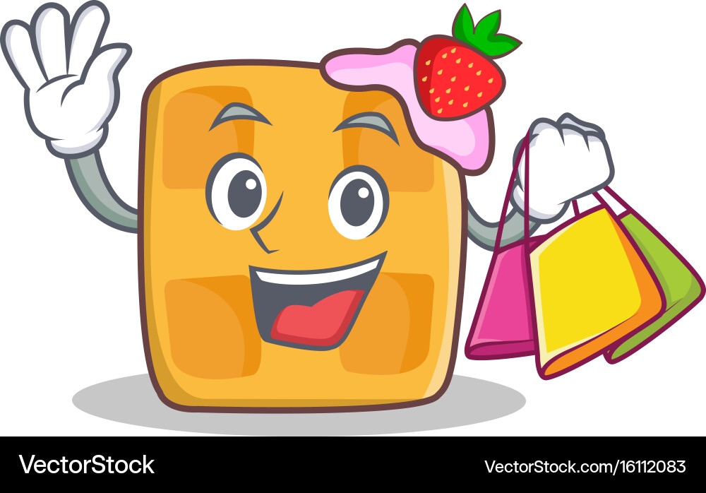Shopping waffle character cartoon design Vector Image