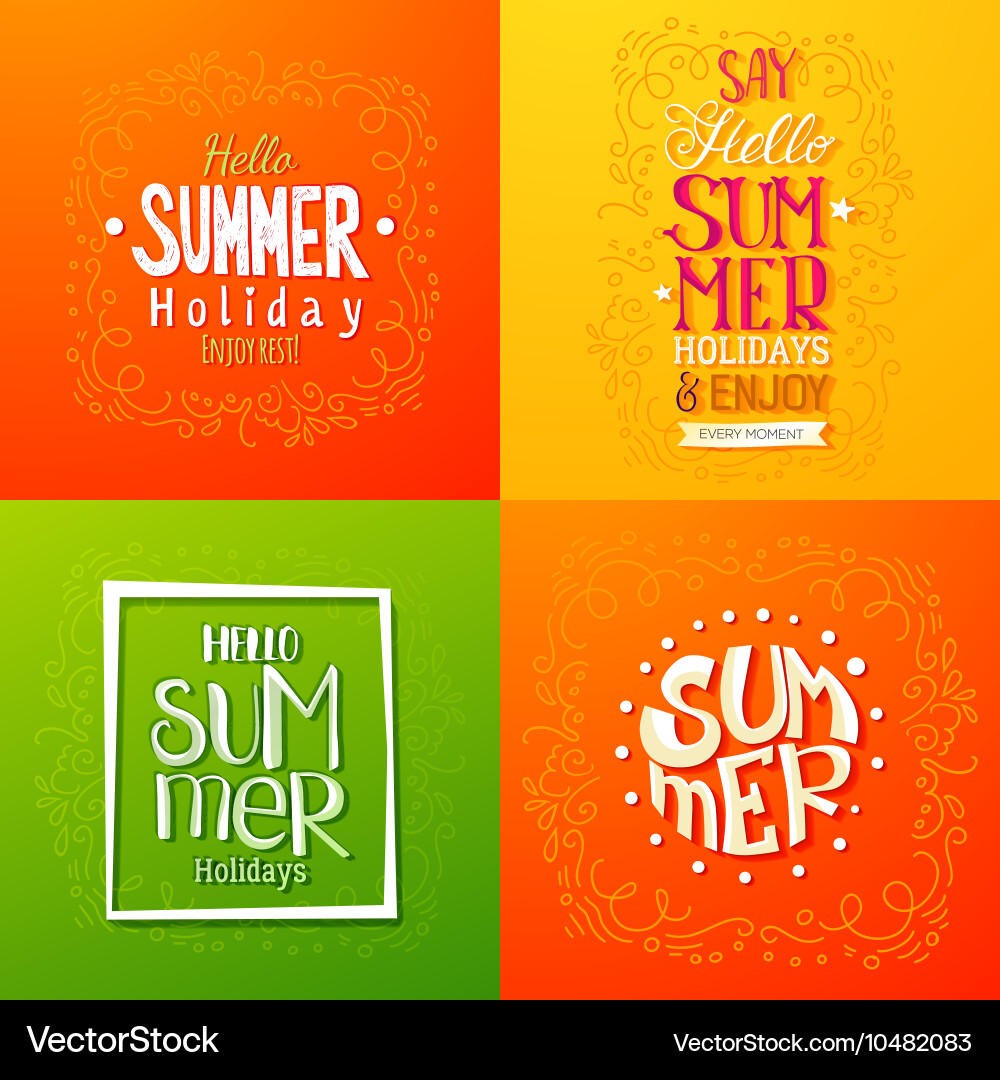 Summer holidays hand drawn posters Royalty Free Vector Image