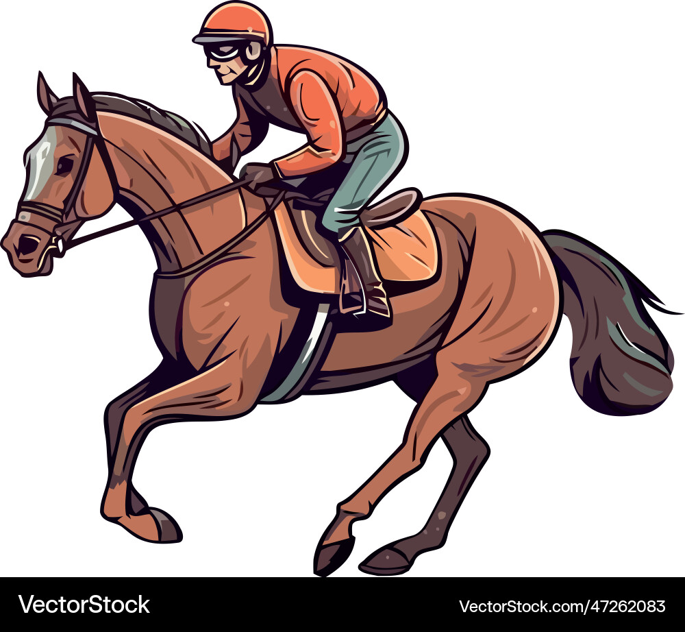 Thoroughbred stallion running in championship Vector Image
