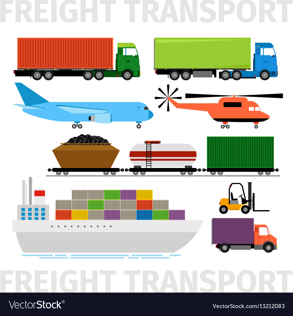 Transport vehicles plane and train truck Vector Image
