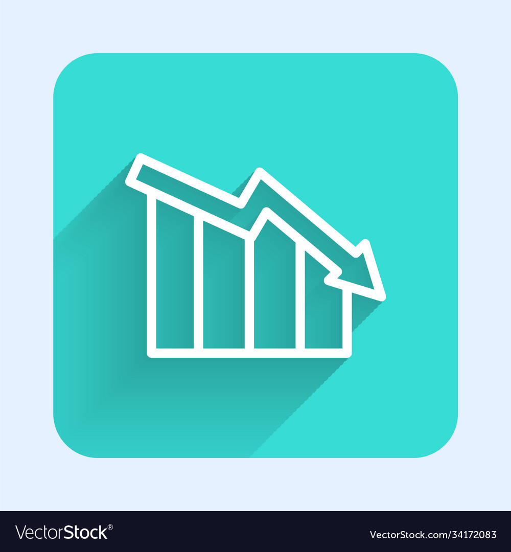 White line financial growth decrease icon isolated