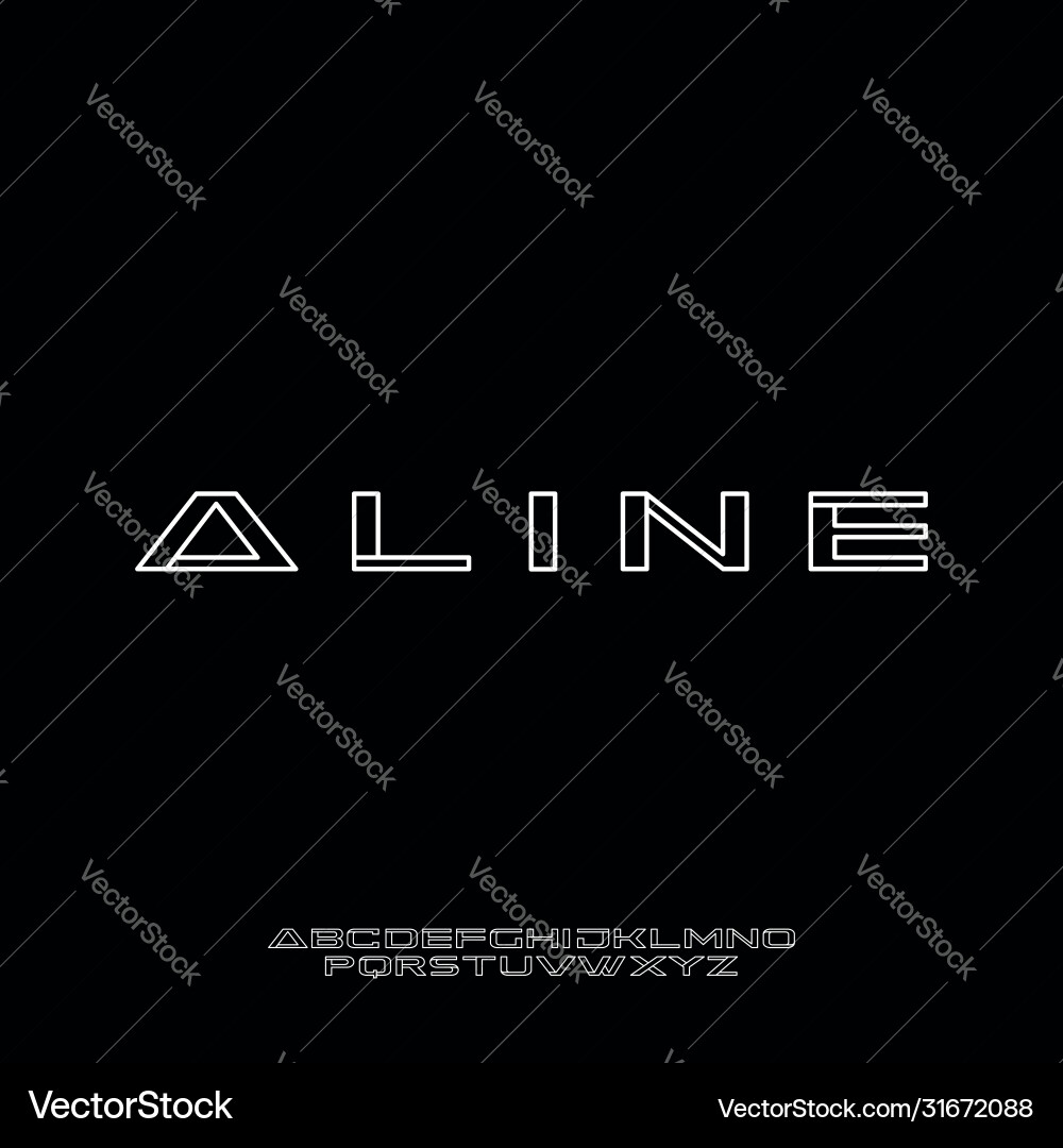 Aline futuristic elegant outlined font Royalty Free Vector