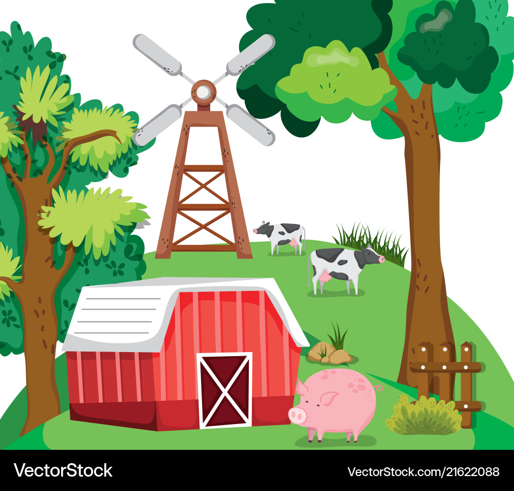 Beautiful farm cartoons Royalty Free Vector Image