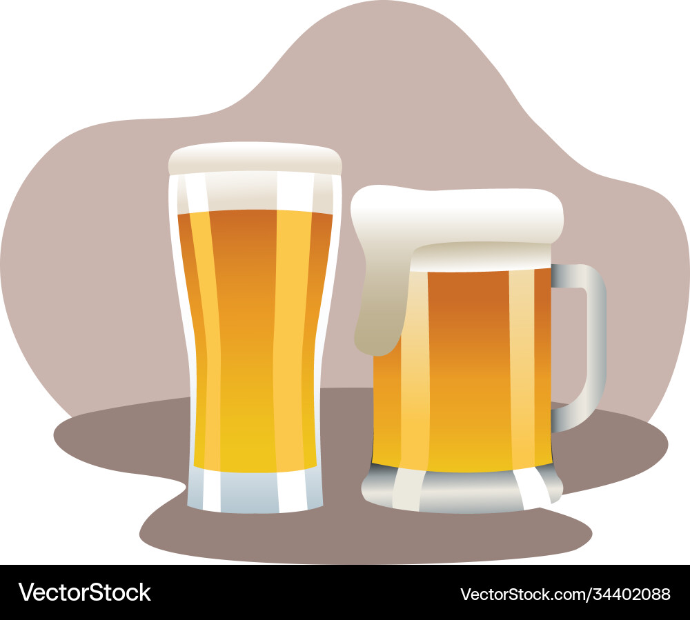 Beer jar and glass drinks isolated icon Royalty Free Vector