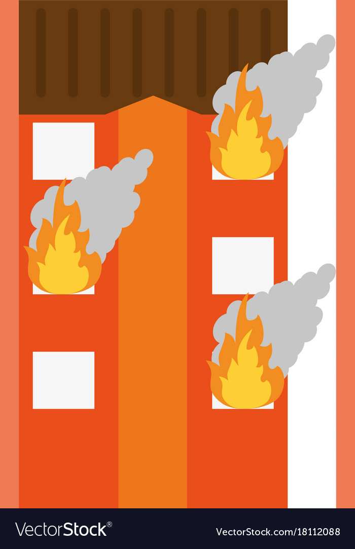 Building on fire icon image Royalty Free Vector Image