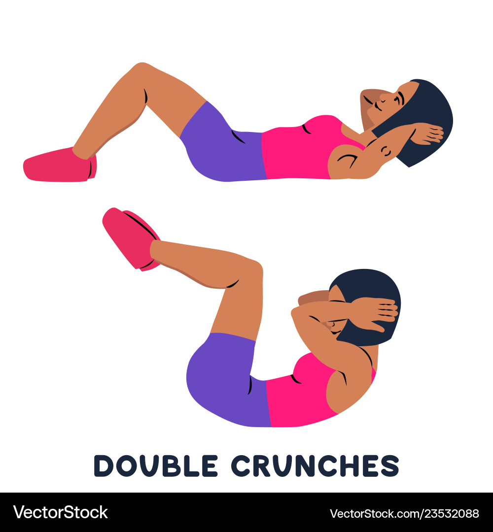 Double crunches double crunch sport exersice Vector Image